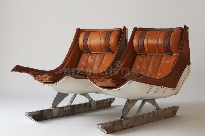 Two Empty Leather and Metal Chairs Standing in a White Room Stock Photo ...