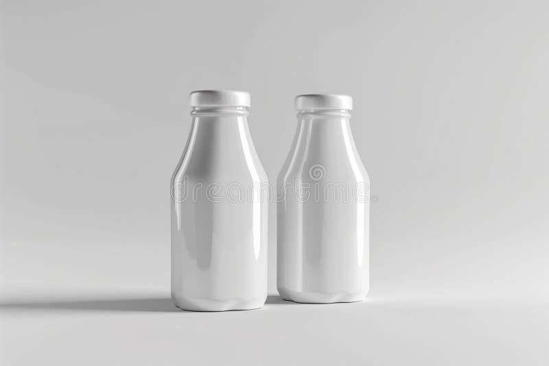 Two Empty Milk Bottles Side by Side Stock Photo - Image of isolated ...