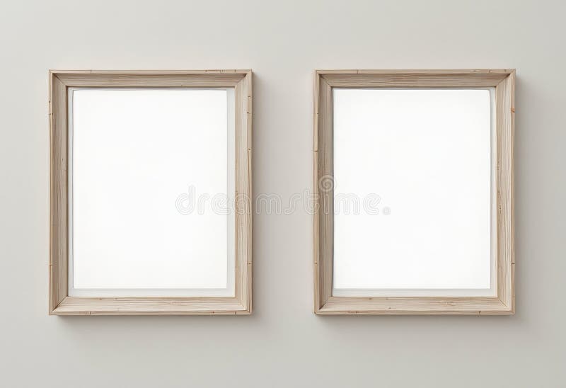 Minimalist Wooden Picture Frames on White Wall with Soft Lighting ...