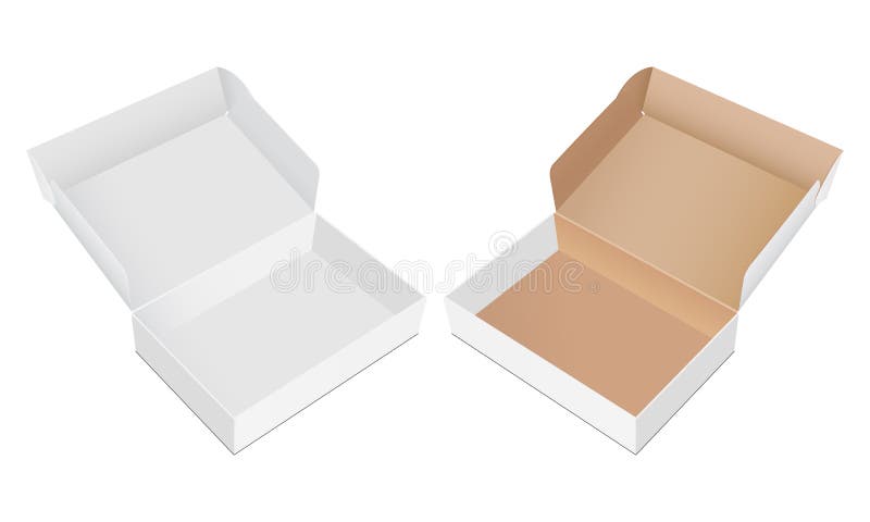 Two Empty Packaging Boxes with Opened Lid Stock Illustration ...