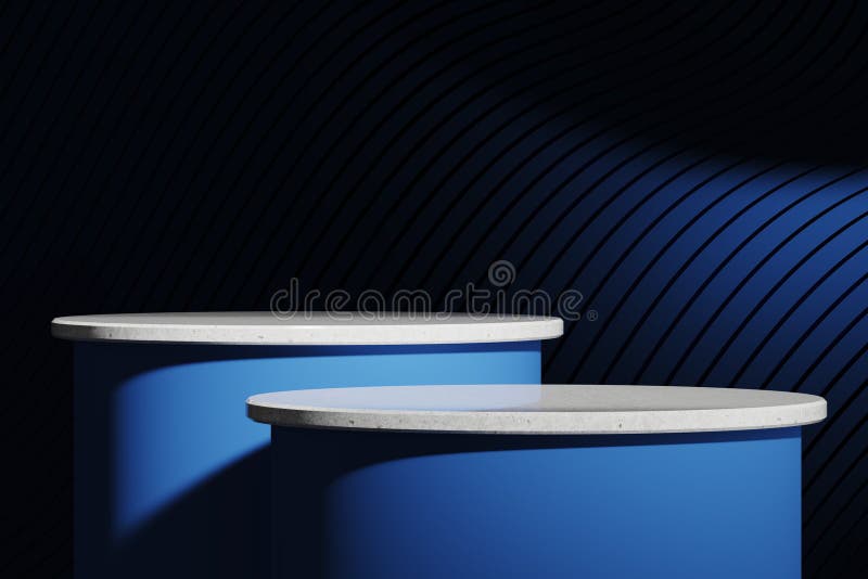 Two Empty Platforms on Dark Background, Mockup for Product Display ...