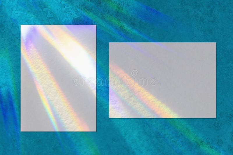 Two Empty Rectangle Poster Mockups on Blue Background Stock ...