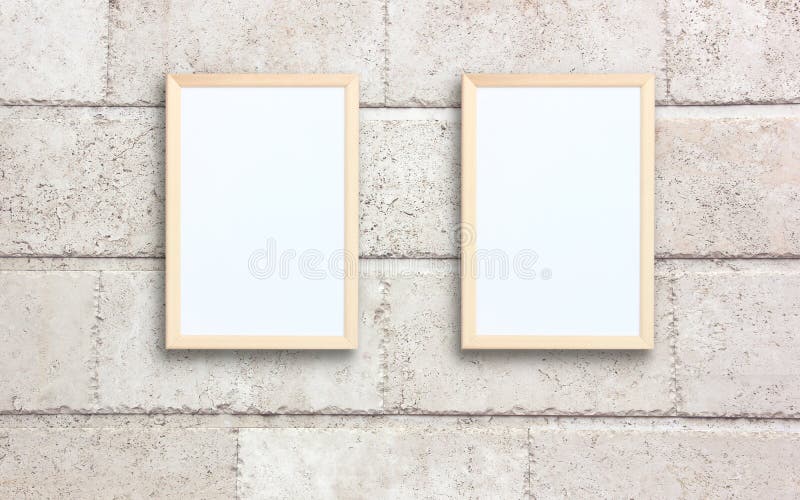 Two Empty Rectangular Frames on a Wall Stock Photo - Image of brick ...