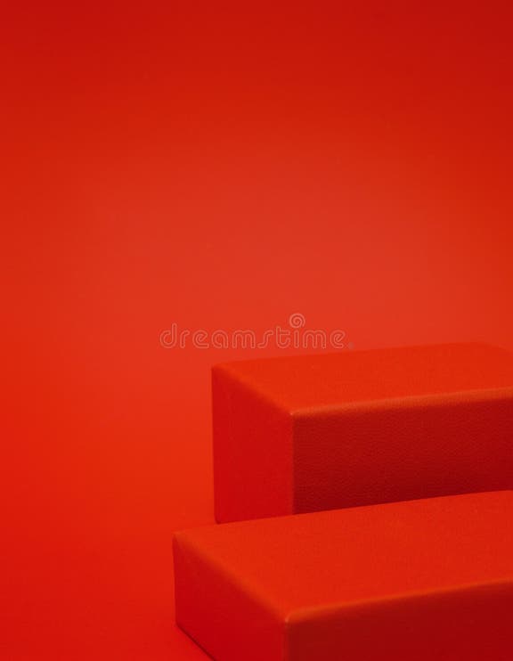 Two Empty Red Rectangular Podiums on Red Background Stock Photo - Image ...