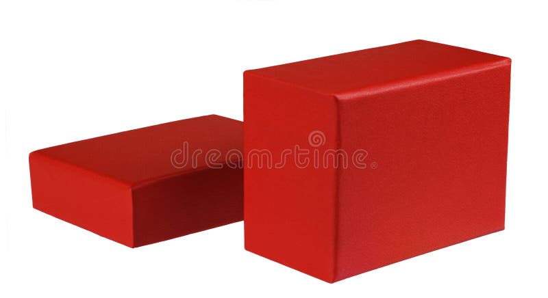 Two Empty Red Rectangular Podiums of Different Heights Isolated on ...