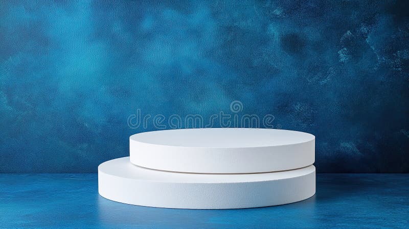 Two Empty Round White Platforms Stacked on Top of Each Other, Decorated ...