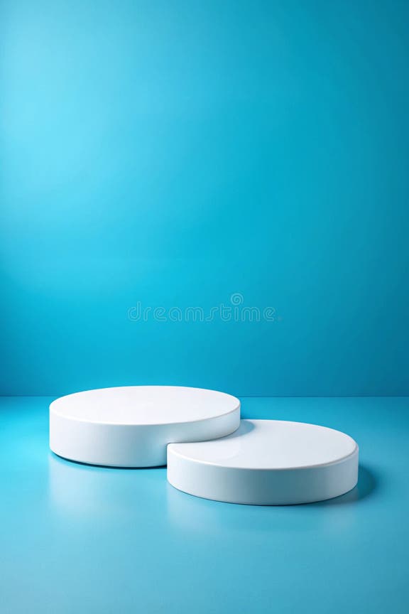 Two Empty Round White Platforms Stacked on Top of Each Other, Decorated ...