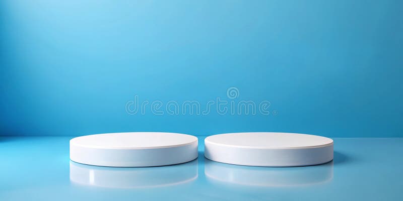 Two Empty Round White Platforms Stacked on Top of Each Other, Decorated ...