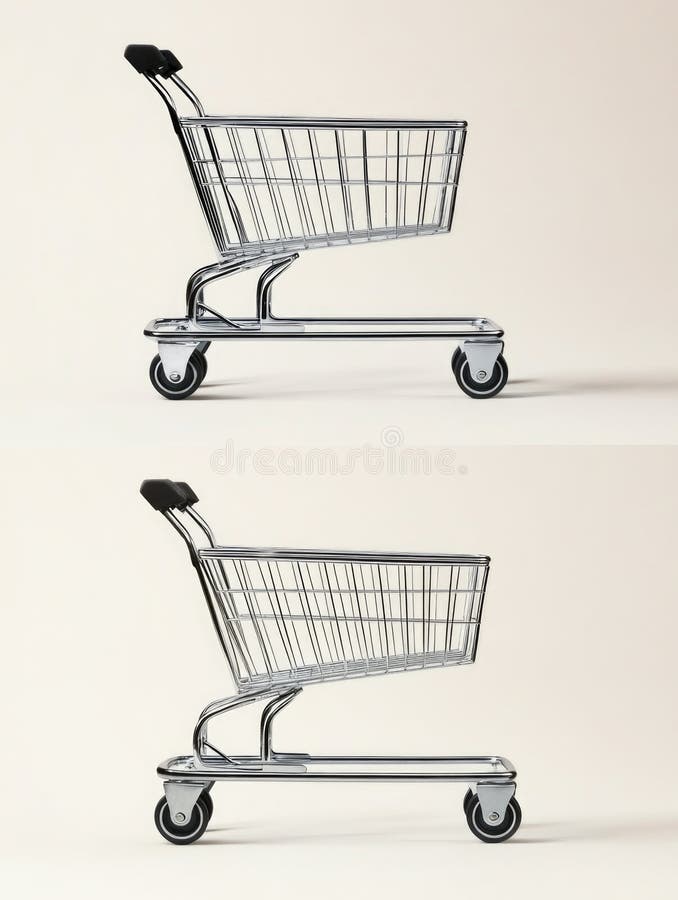 Two Empty Shopping Carts Sitting Together, a Common Scene in Retail ...