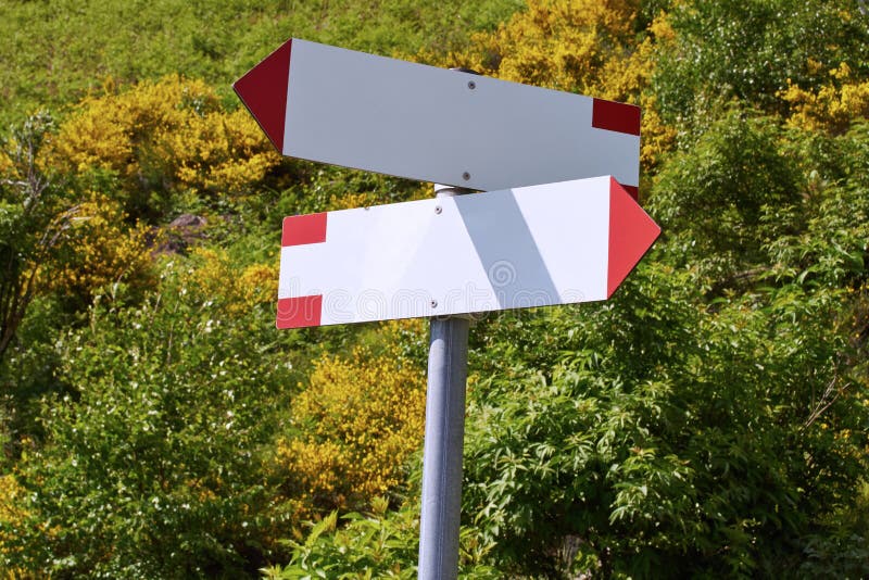 Two Empty Sign Posts in the Alps Stock Photo - Image of sign, trail ...