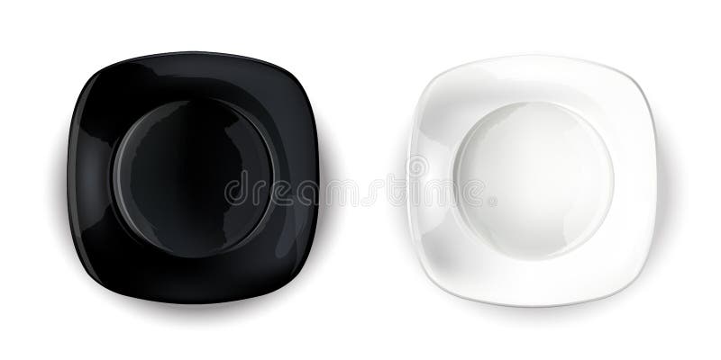 Two Empty Square Plates - Black and White. Stock Vector - Illustration ...