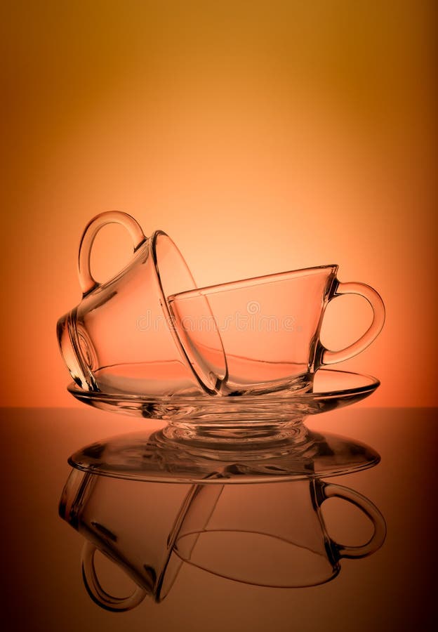 Two Empty Transparent Coffee Cup Isolated on Purple Background Stock ...