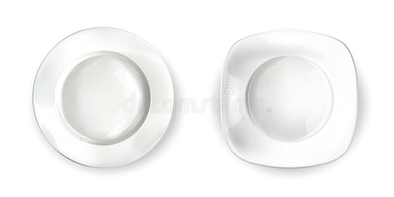 Two Empty White Plates of Different Shapes. Stock Vector - Illustration ...