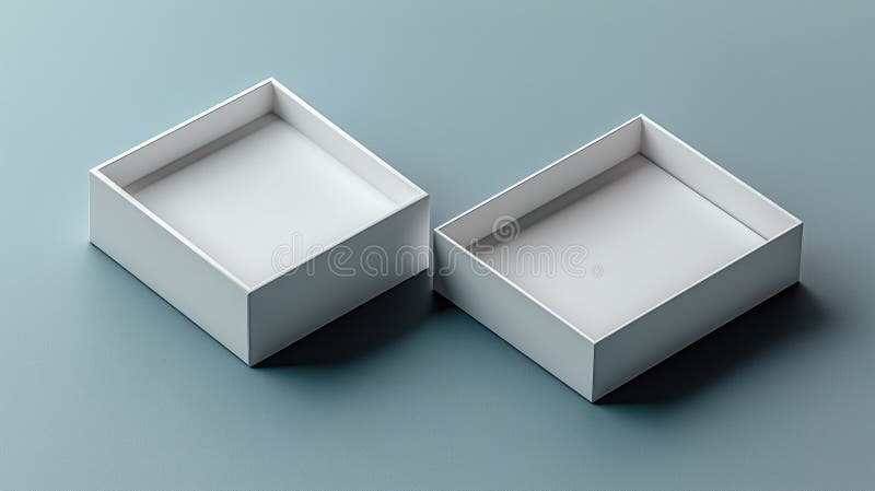 Two Empty White Rectangular Boxes Placed on Gray Background. Open ...