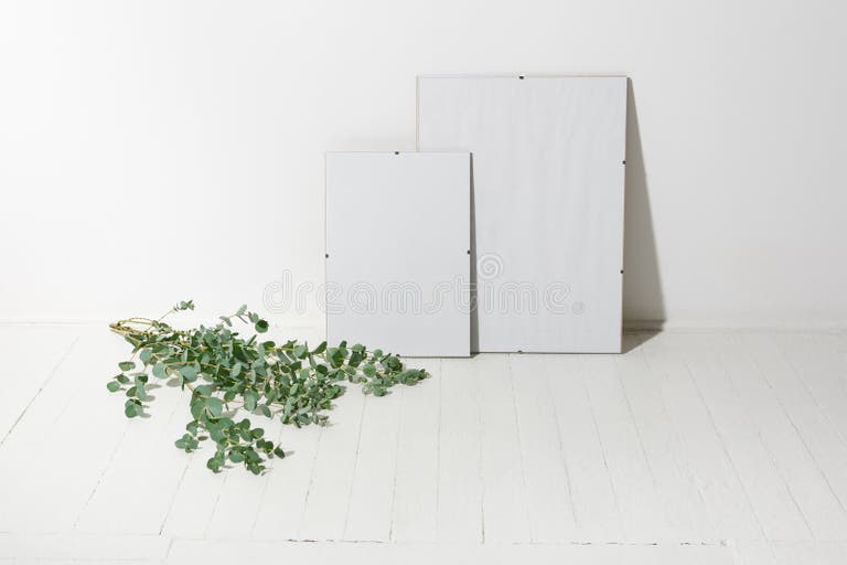 Two Empty White Rectangular Poster Layouts in a Light Minimalist Studio ...