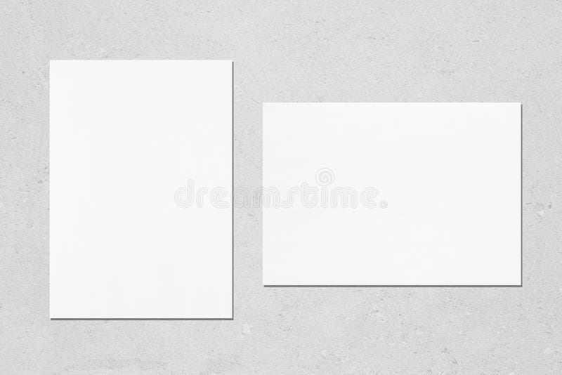 Two Empty White Vertical and Horizontal Rectangle Poster Mockups Stock ...