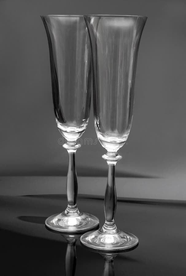 Two Empty Wine Glasses on Black Stock Photo - Image of clear, glass ...