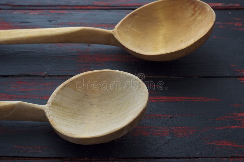 Two empty wooden spoon stock image. Image of antique - 73296209
