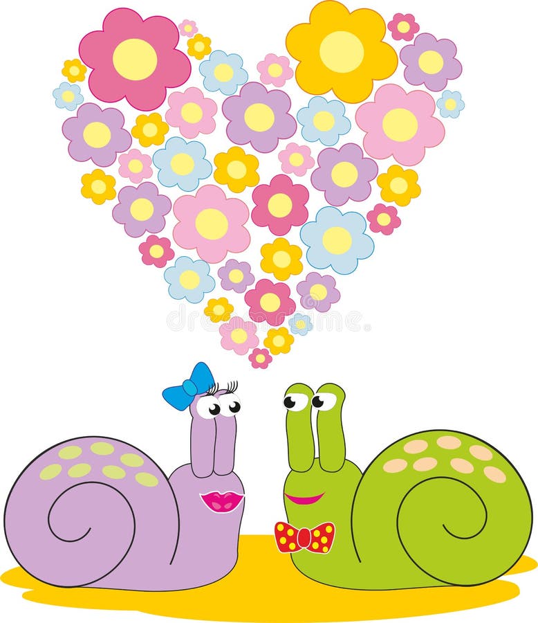 Enamored Snails Vector Comic Cartoon Illustration Stock Illustrations ...