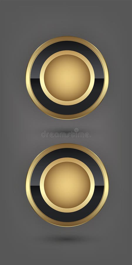Two Golden Circular Button Icons Stock Illustration - Illustration of ...