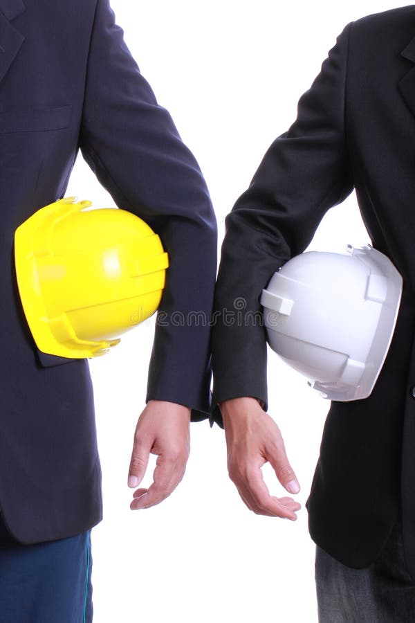 Two Engineer People Holding Safety Hat Stock Image - Image of safety ...