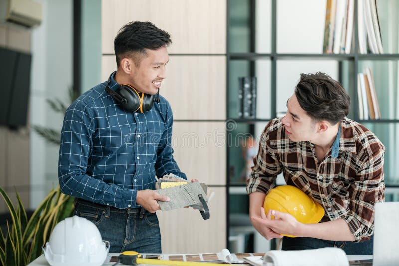 Two Engineers Discussion and Planning about Project. Brainstorming of ...