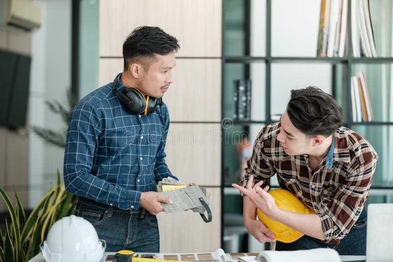 Two Engineers Discussion and Planning about Project. Brainstorming of ...