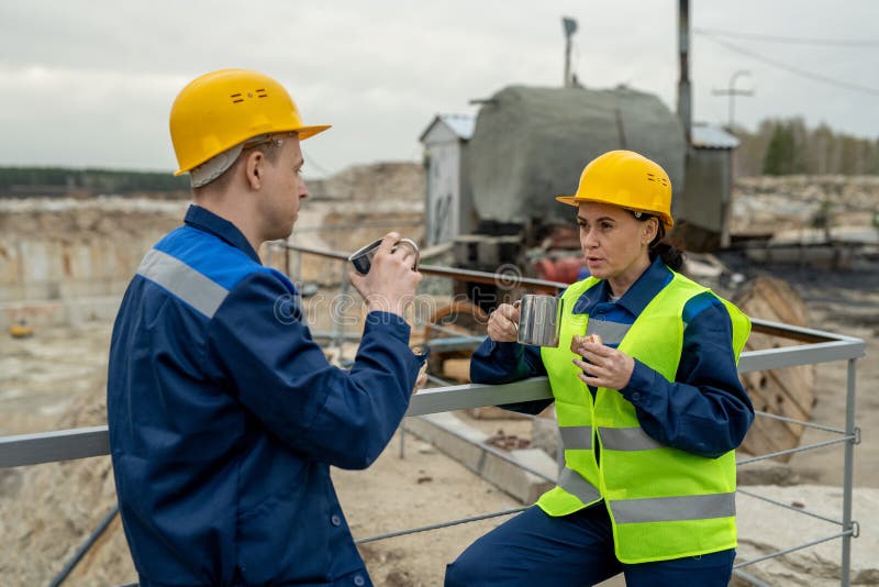 Two Engineers Having Tea with Sandwiches Stock Image - Image of ...