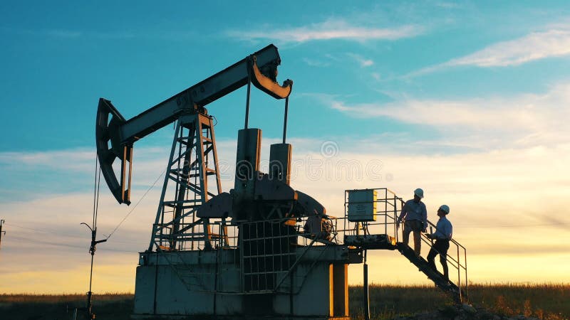 Oil Pumping Unit on the Oil Field Stock Video - Video of machines ...