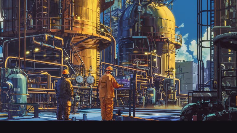 Engineers Against the Backdrop of the Industrial Complex. AI Generated ...