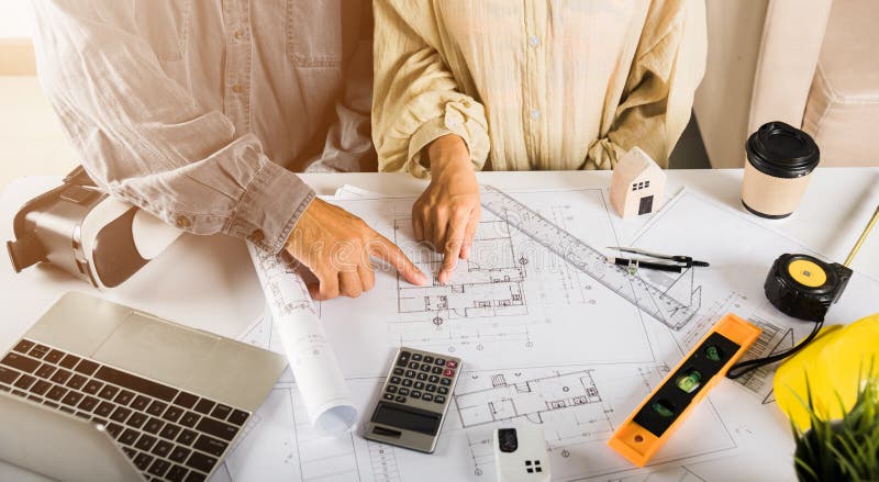 Architect Team Meeting Consult and Work for Architectural Construction ...