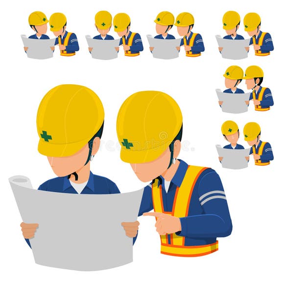 Two Engineers read drawing stock vector. Illustration of industry ...