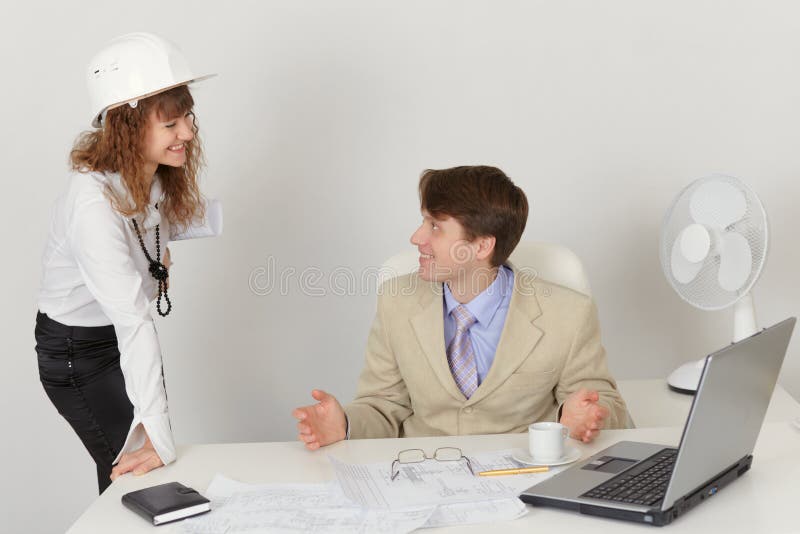 Two Engineers Talking in Office during Work Stock Photo - Image of ...