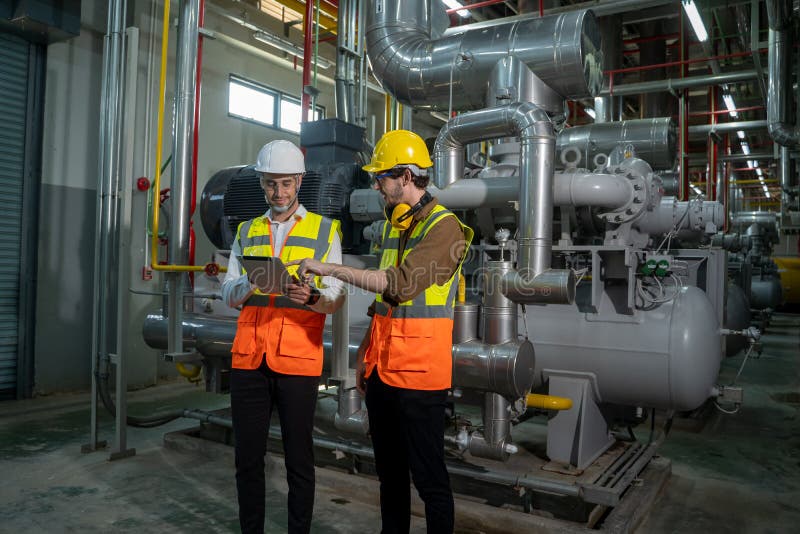 Two Engineers Working and Checking Information in a Factory Stock Image ... Two Engineers Working and Checking Information in a Factory Stock Image ...