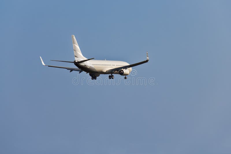 Two Engines Aircraft Prepares For Landing Stock Photo - Image of ...