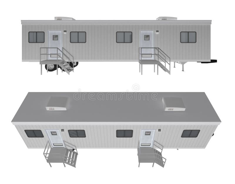 Two-entry Construction Trailer Isolated on White Stock Image - Image of ...