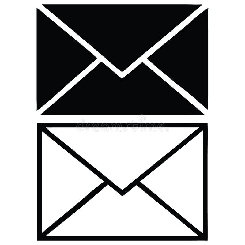 Two Envelope Icons are Depicted, One in Solid Black and Another Outlined in Black with a White ...