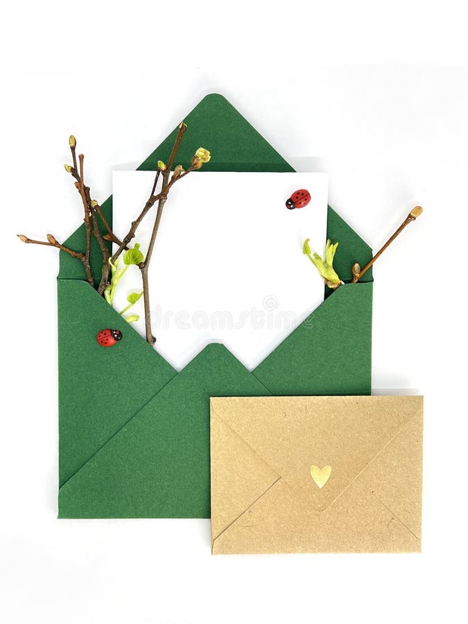 Two Envelopes with Space for Text. Spring Invitation. Envelope with ...