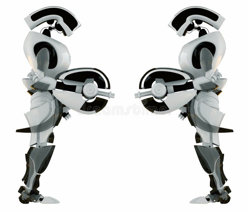 Two equal robotic guards stock illustration. Illustration of artificial ...