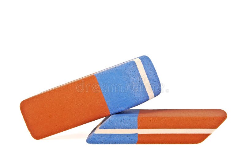 Two Erasers Isolated on White Background Stock Photo - Image of erasing ...