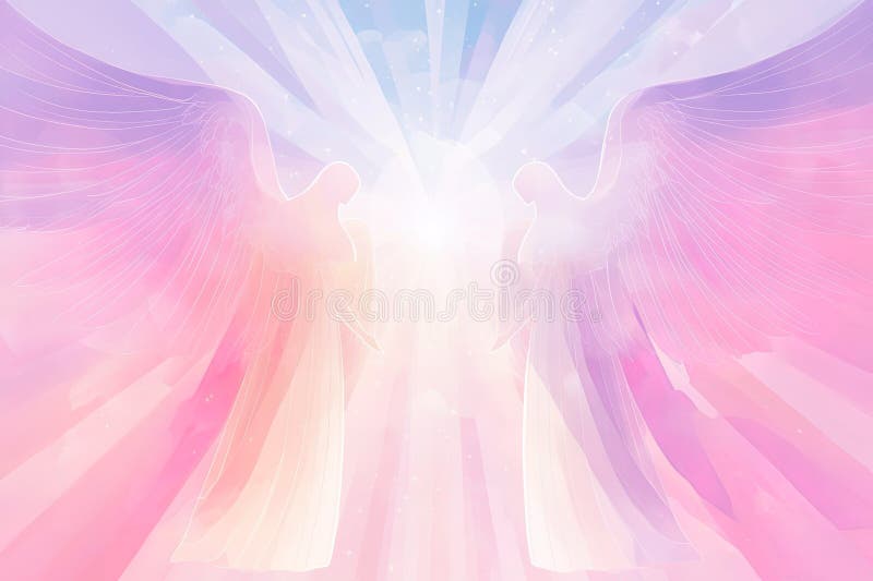 Two Ethereal Angels Stand Protectively, Glowing Softly in Divine ...