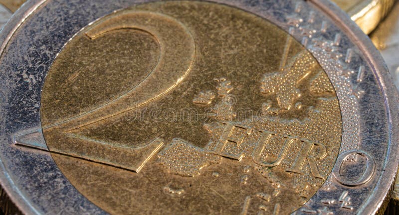 Two Euro Coin with Small Change Stock Photo - Image of europe, money ...