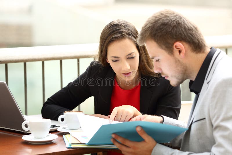 Two Executives Coworking in a Coffee Shop Stock Image - Image of ...