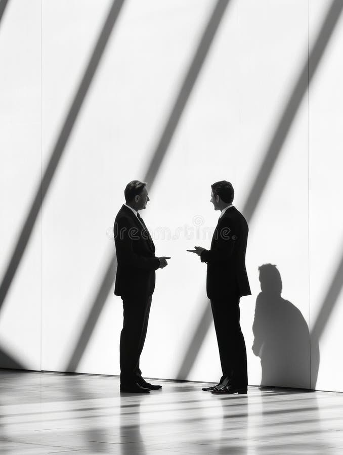 Two Executives Engage in Discussion in a Modern Office Setting with ...