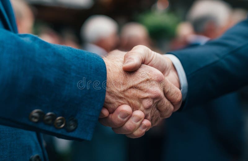 Two Executives Finalize a Partnership with a Handshake at a Meeting ...