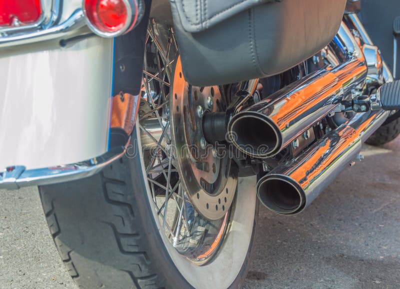 The Engine and the Exhaust Pipe of a Motorcycle Stock Photo - Image of ...