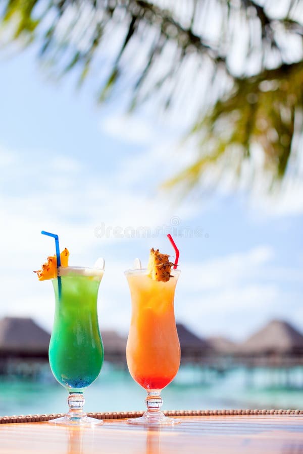 Two exotic cocktails stock image. Image of exotic, alcohol - 20689625