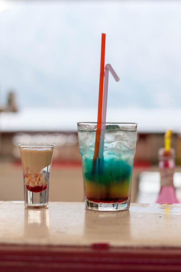 Two Exotic Cocktails stock photo. Image of refreshment - 145757774