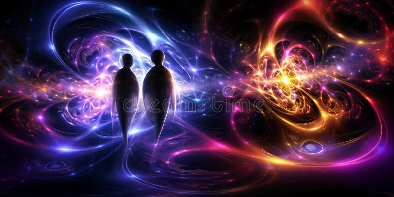 Two Extraterrestrial Beings in the Middle of Energy Waves Stock ...