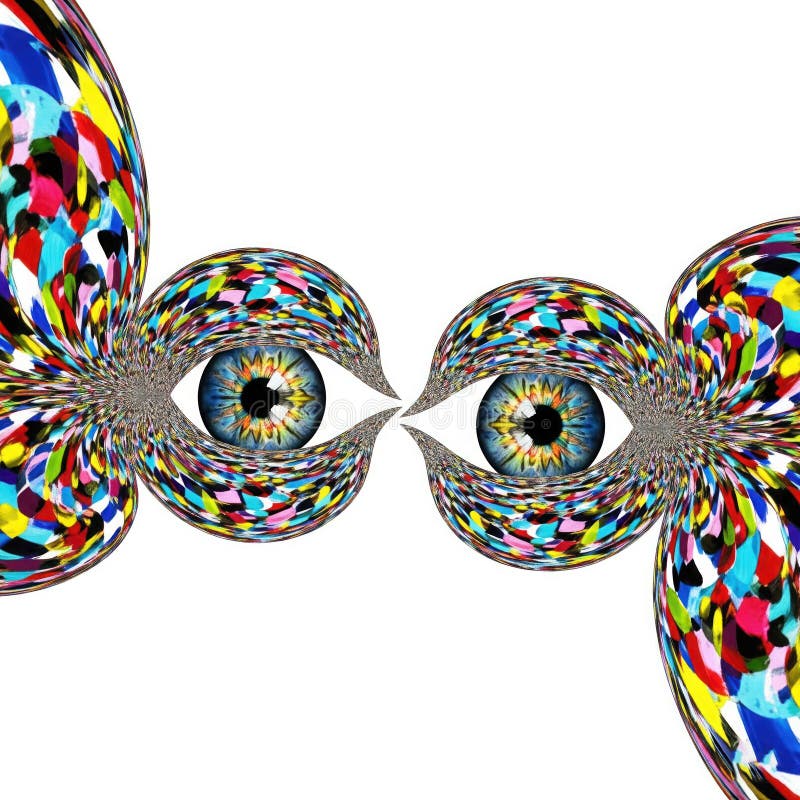 Two Eyes in Colored Symmetrical Swirls on a White Background. Stock ...